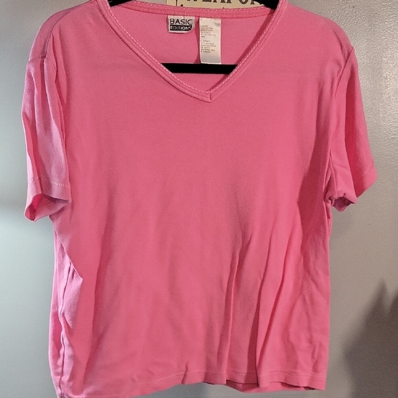 Basic Editions | Tops | Basic Editions Womens Pink Vneck Top | Poshmark